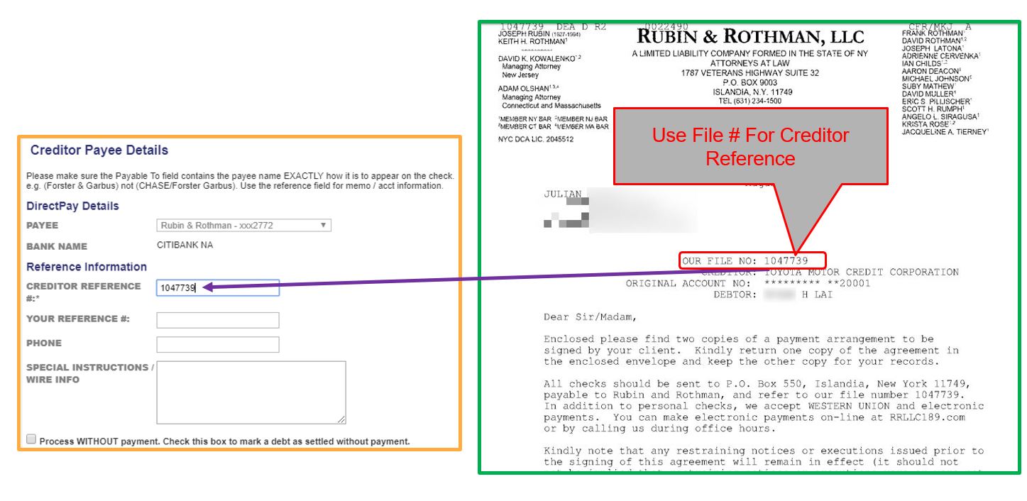 Direct Pay Set Up - Rubin & Rothman LLC – Forth