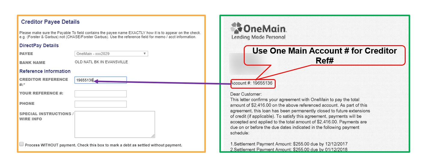 Direct Pay Set Up - One Main Financial – Forth