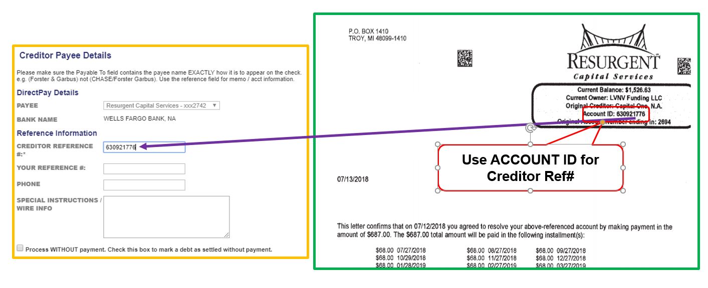 Direct Pay Set Up - Resurgent Capital – Forth