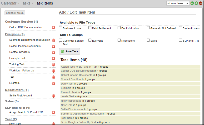 Setting Up Task Items – Forth