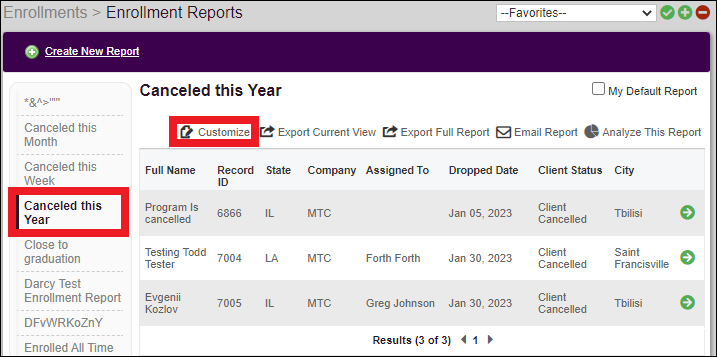 Enrollment Reports – Forth