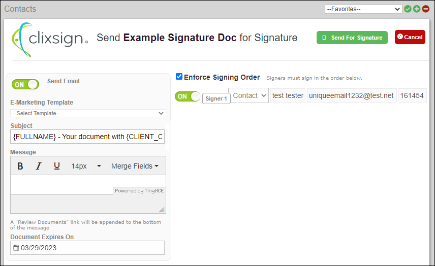 Sending & Completing a Clixsign Request – Forth