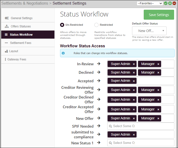 Settlement Status Workflows – Forth