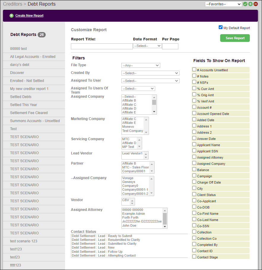 Debts Report – Forth