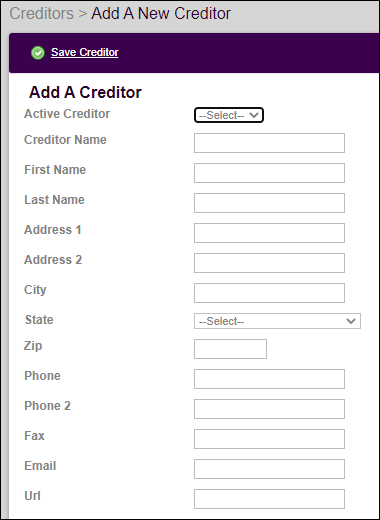 Adding a Creditor Portal User – Forth