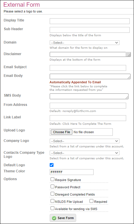 External Forms – Forth