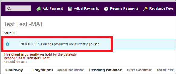 Pausing / Resuming Clients Payments – Forth Pausing / Resuming Clients Payments – Forth