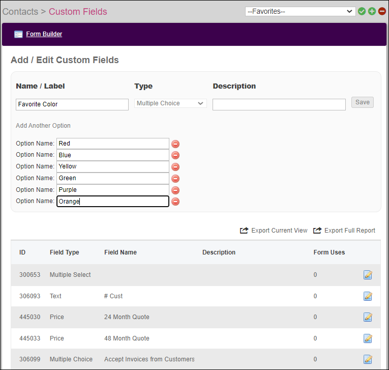 Custom Fields – Forth
