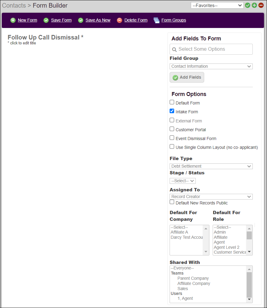 Event Types and Dismissal Forms – Forth