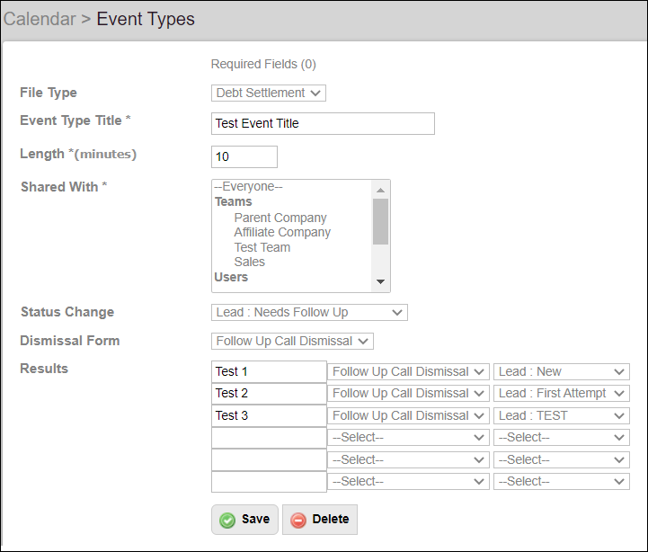 Event Types and Dismissal Forms – Forth
