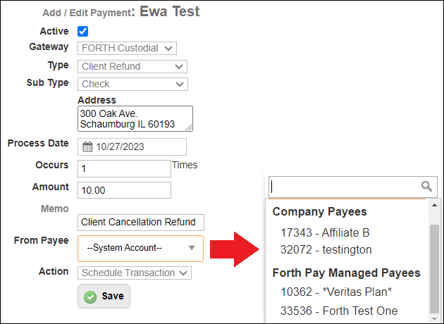Scheduling a Client Refund – Forth