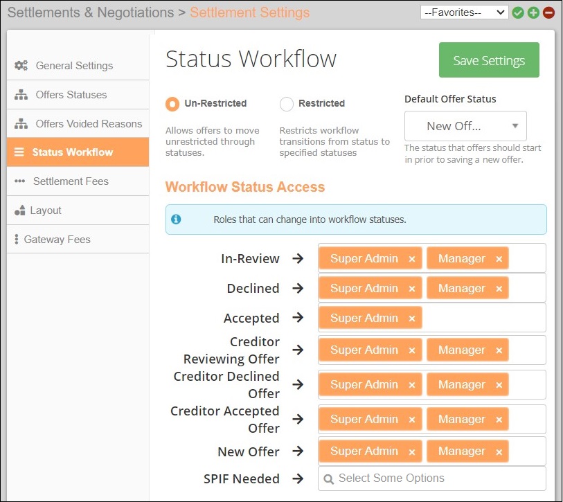 Settlement Status Workflows – Forth