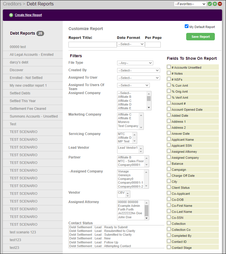 Debts Report – Forth