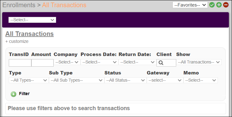Transaction Search – Forth