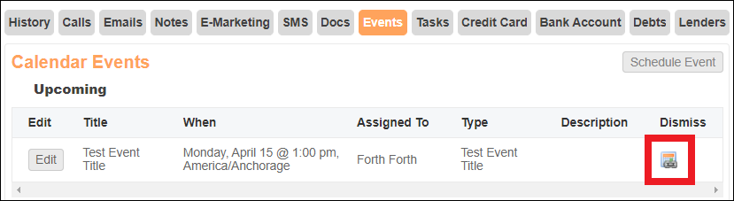 Event Types and Dismissal Forms – Forth