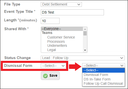 Event Types and Dismissal Forms – Forth