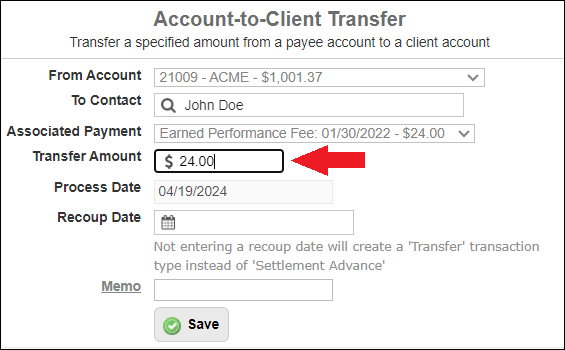 Earned Performance Fee Reversal – Forth