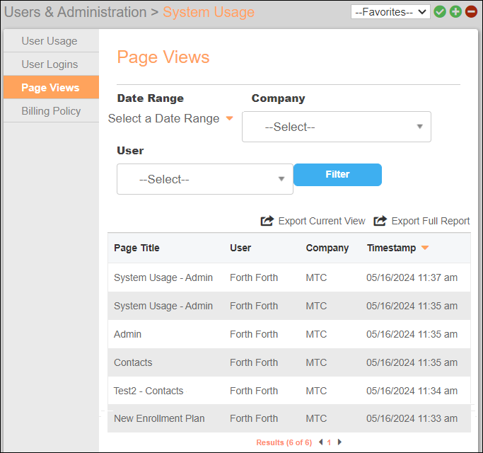 System Usage – Forth
