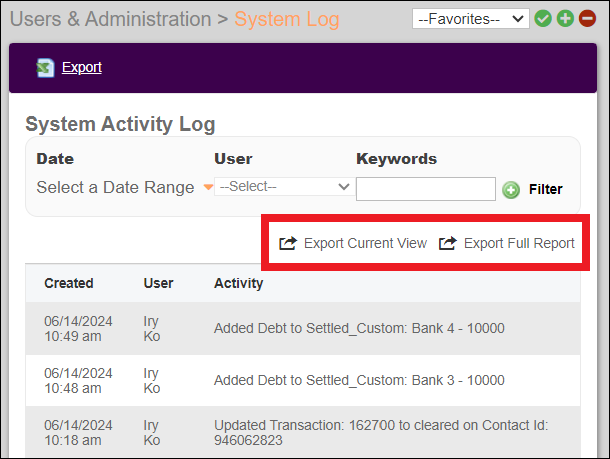 System Log – Forth