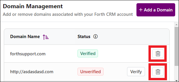 Arrow Email Domain Deletion – Forth