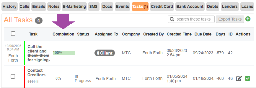 Calendar Tab – Forth
