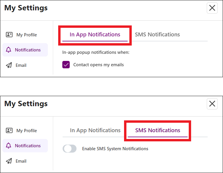 My Settings Page – Forth