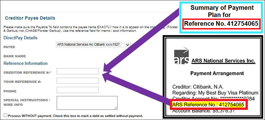 Direct Pay Set Up - ARS National Services – Forth