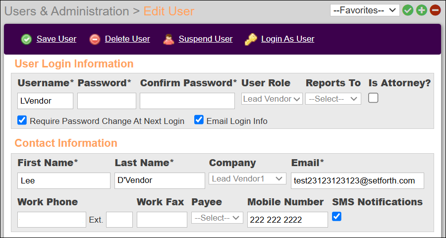 Creating User Login for Lead Vendors – Forth