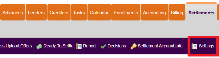 Settlement Tab - General Settings – Forth