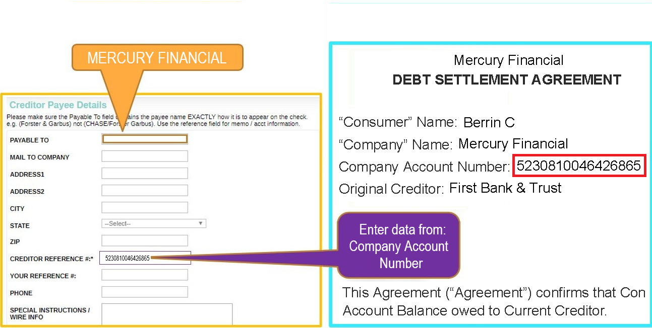 Direct Pay Set Up - Mercury Financial – Forth
