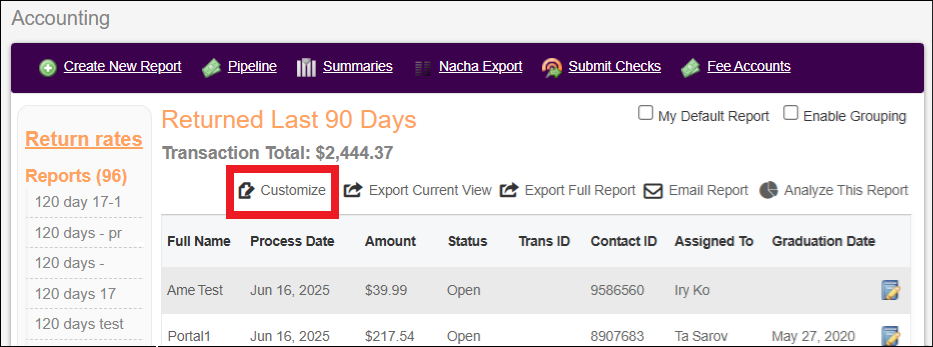Accounting Reports – Forth