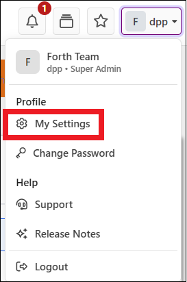 My Settings Page – Forth