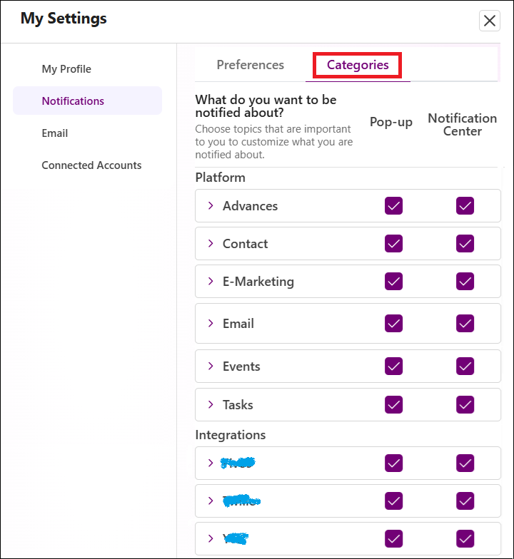 My Settings Page – Forth