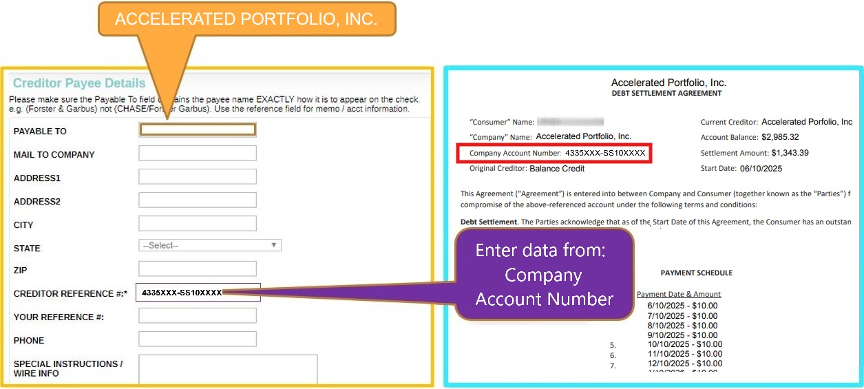 Direct Pay Set Up - Accelerated Portfolio Inc – Forth