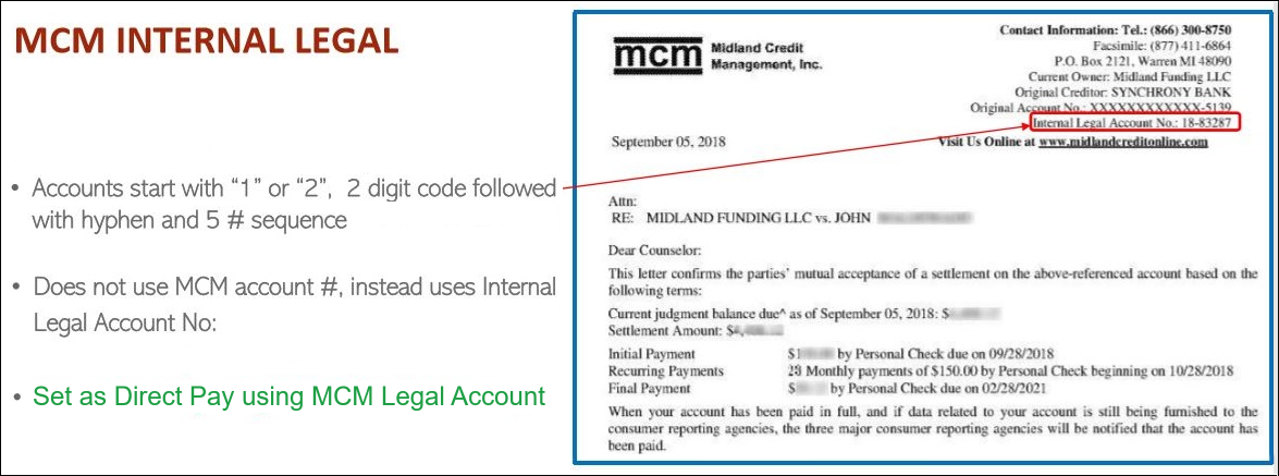 Direct Pay Set Up - Midland Credit Management (MCM) – Forth