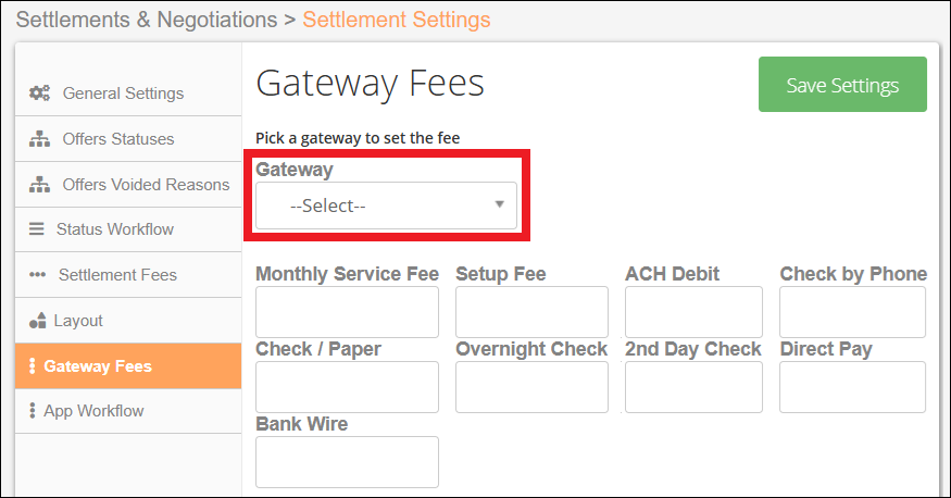 Gateway Processor Fee User Interface for non-Forth Gateways – Forth
