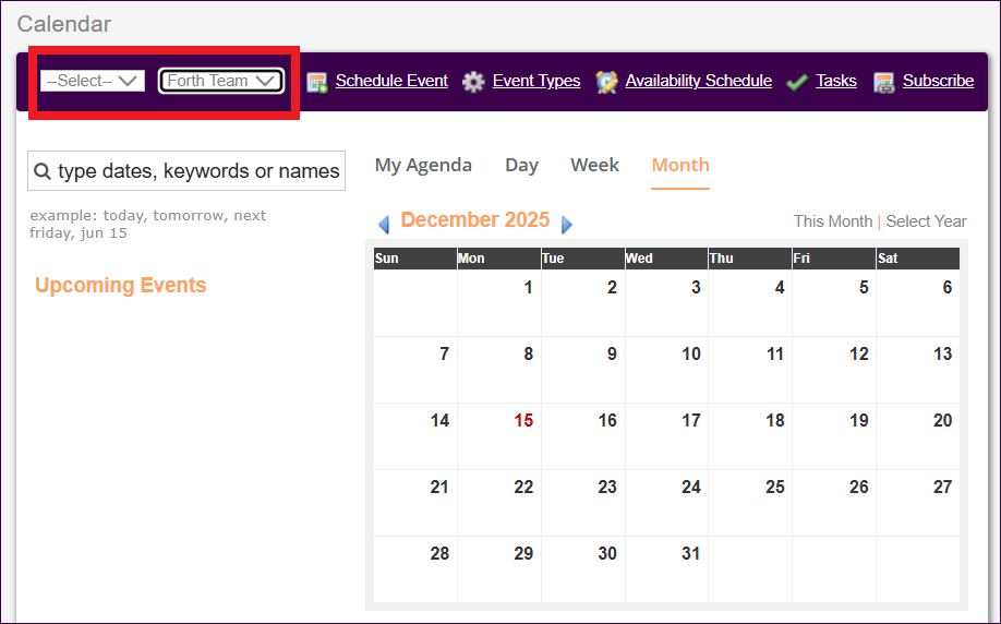 Calendar Tab – Forth